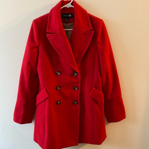 Forever 21 | Jackets & Coats | Red Pea Coat | Poshmark